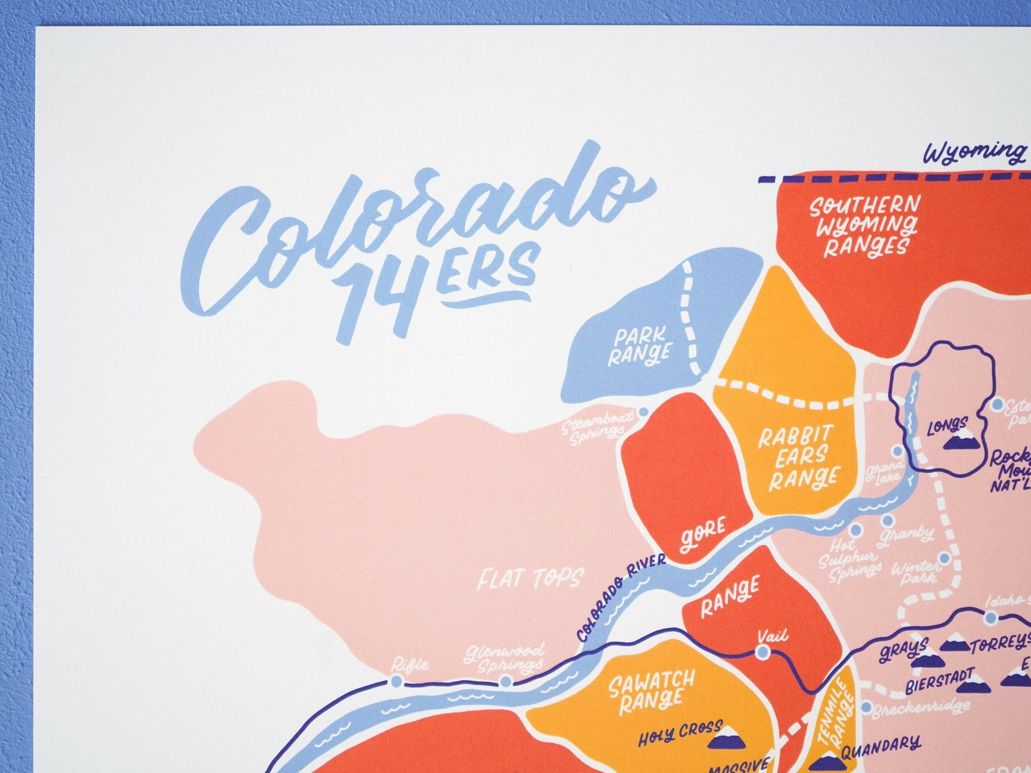 Colorado 14ers Map - Wall Art Print – Elevation Goods